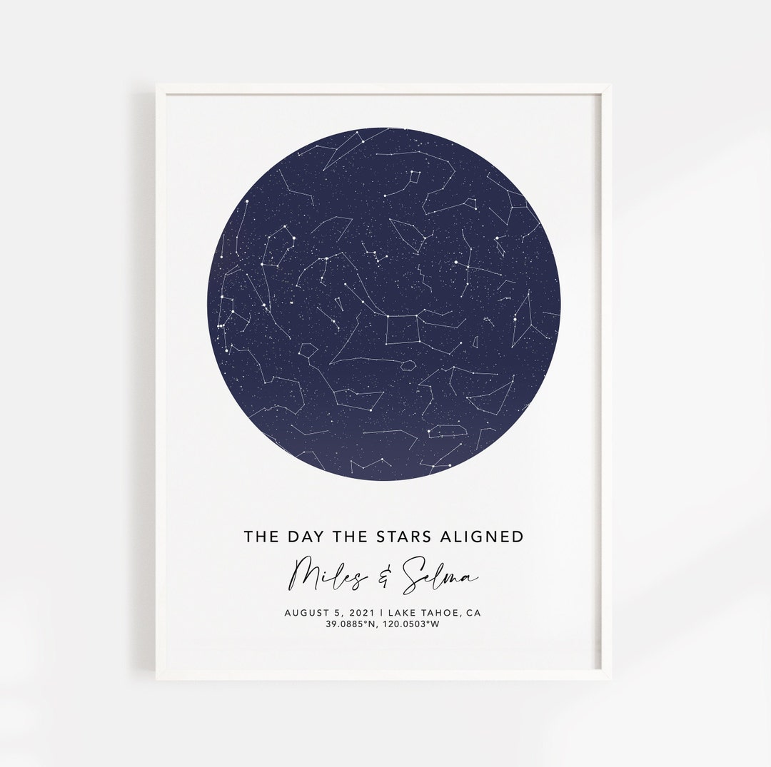 Star Map Custom by Date, Personalized Star Print, Night Sky Print, Star ...