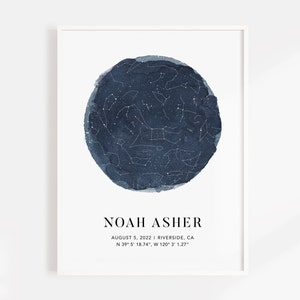 Star Map Birth, Custom Star Map by Date, Custom Night Sky Print, Custom ...