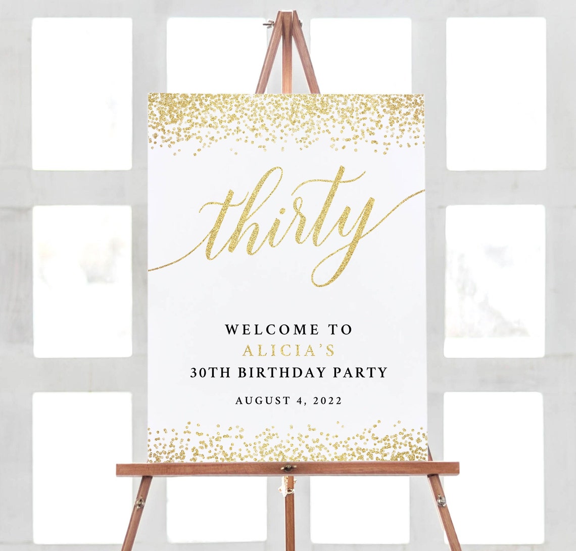 30 Birthday Welcome Sign 30th Birthday Decorations Thirty - Etsy