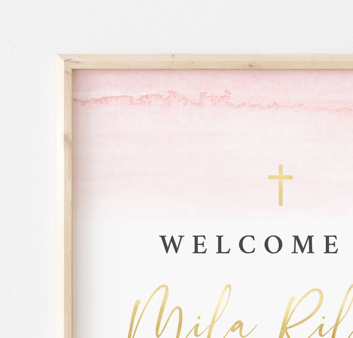 Baptism Decorations, Rustic Baptism Decor, Welcome Baptism Watercolor ...