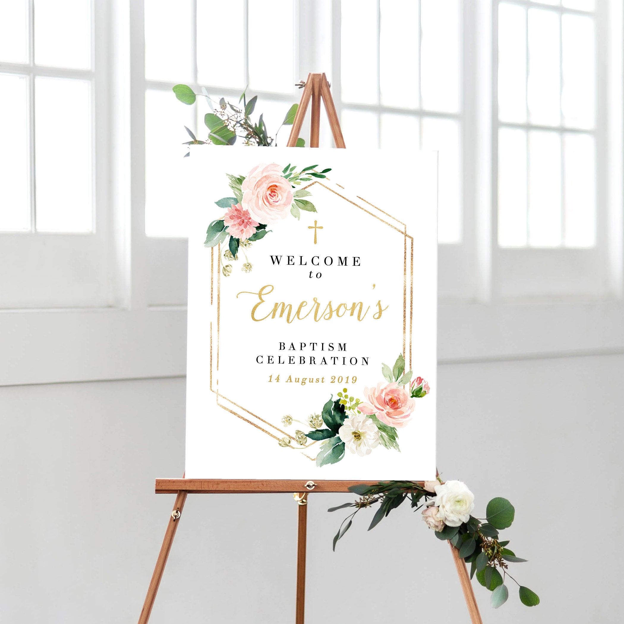 Baptism Decorations Rustic Baptism Decor Welcome Baptism | Etsy