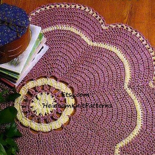 Rose Petal Rug Vintage Crochet Pattern PDF Home Decor Carpet - Etsy