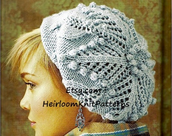 Loom Knit Beret PATTERN With Cable Brim Ladies Hat. Painters - Etsy