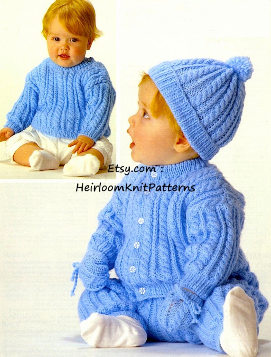 Knitted Baby Toddler Cable Set Pattern Boy Girl Child Cable | Etsy Canada