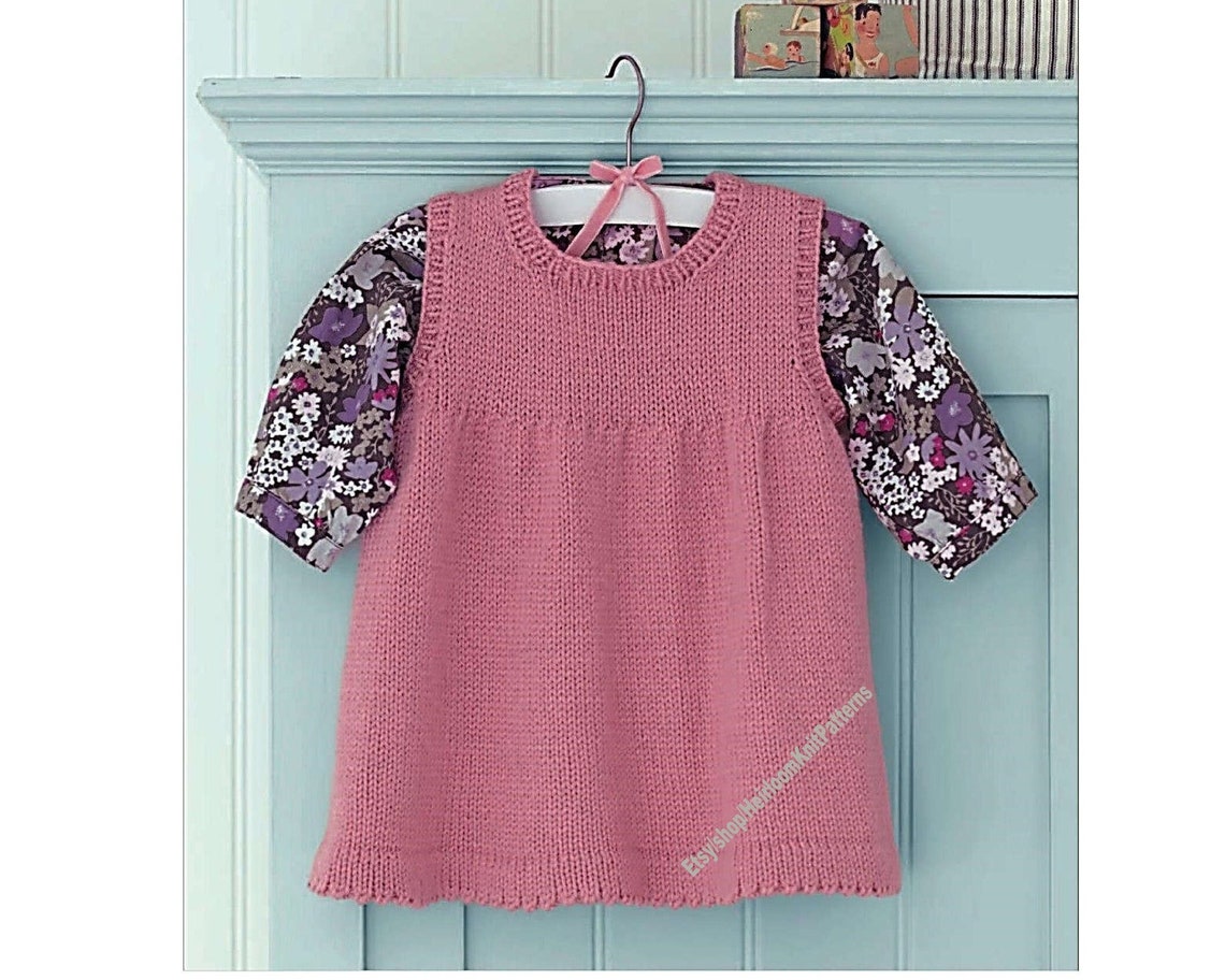 Girls Tunic Dress Knitting Pattern Vintage Simple Sleeveless - Etsy