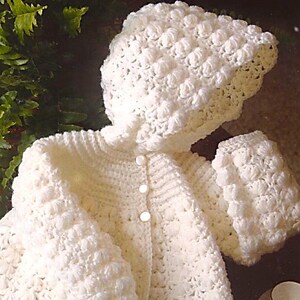 Baby Hooded Jacket Vintage Crochet Pattern 16''-20'' Boy Girl Crochet ...