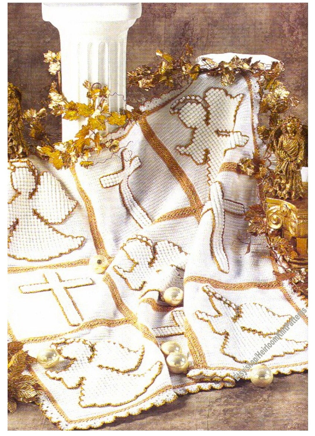 Angels Afghan Vintage Crochet Pattern PDF Angel and Cross Motifs Afghan ...