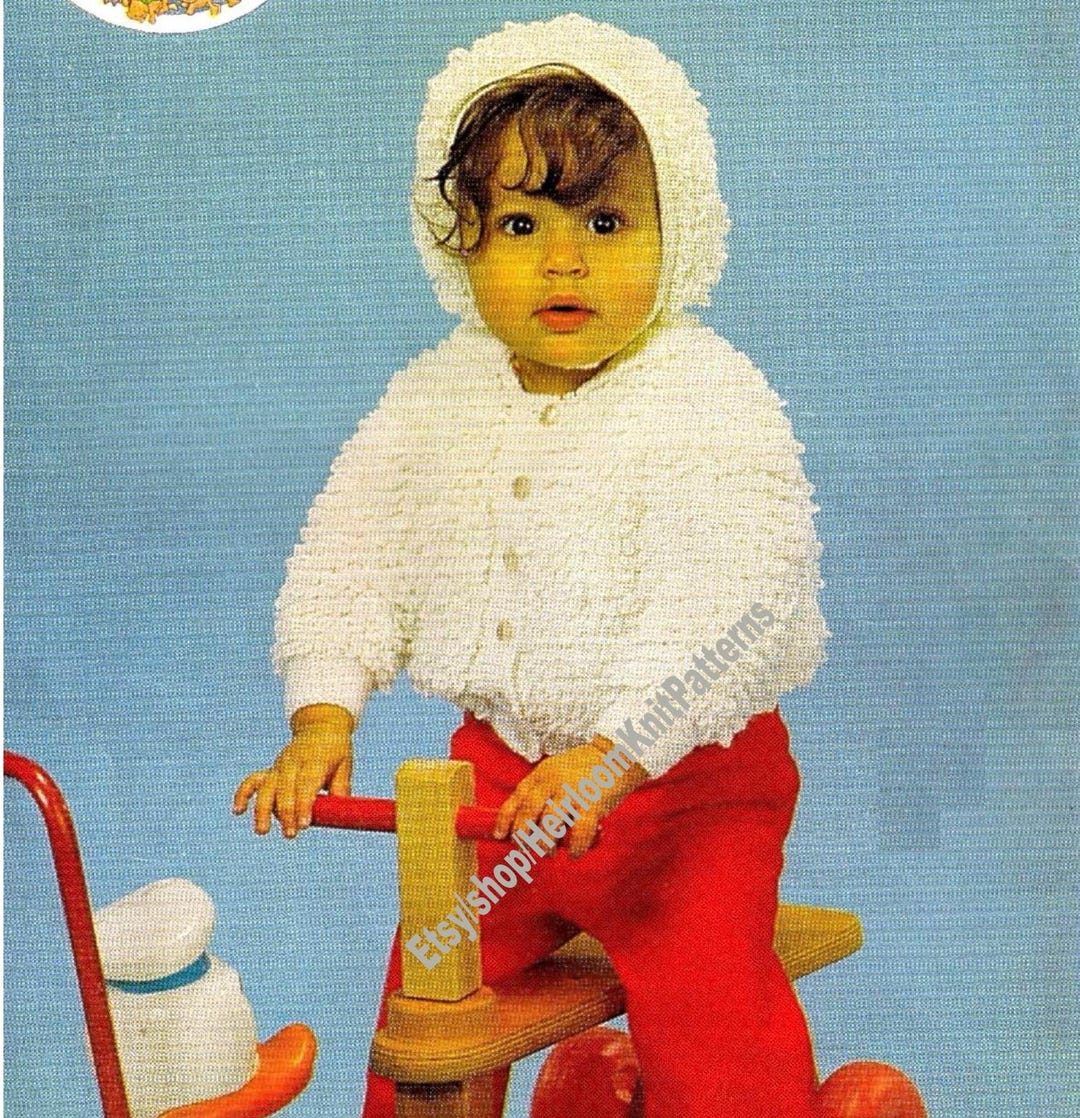 Baby Child Loopy Jacket & Bonnet Vintage Knitting Pattern 20-24'' 1- 2 ...