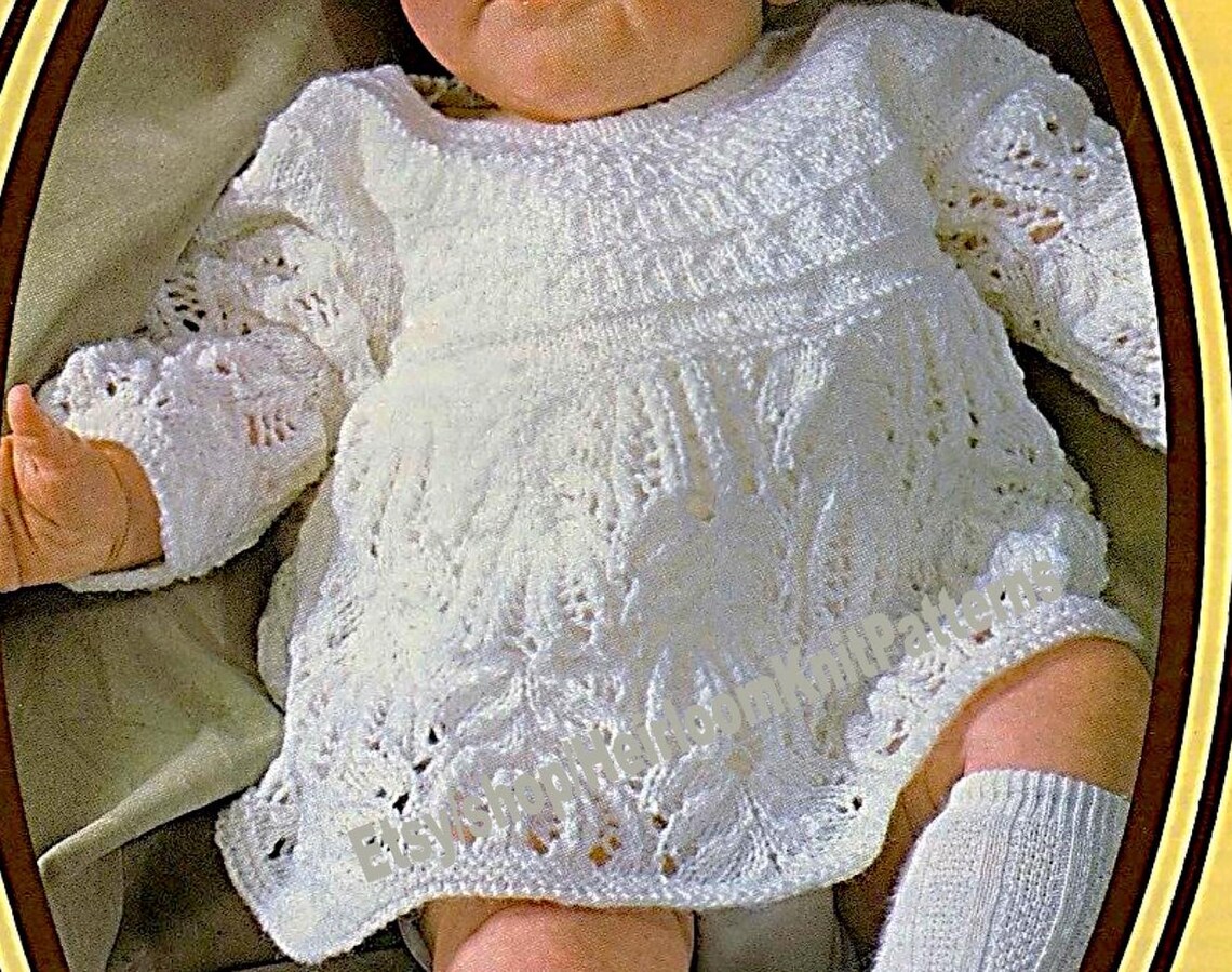Heirloom Baby Angel Top Vintage Knitting Pattern Baby Boy Girl Lacy ...