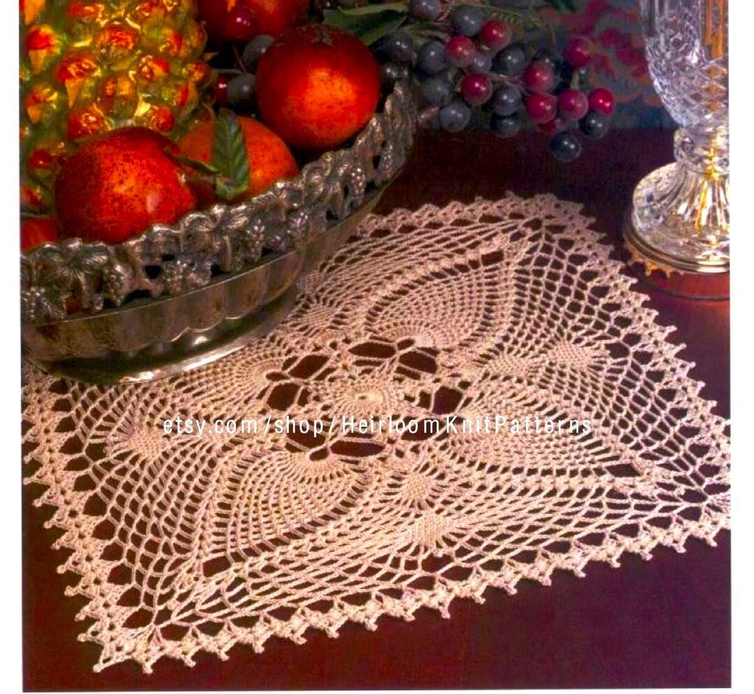 Pineapple Doily Vintage Crochet Pattern 14'' Square Doily Table Center ...