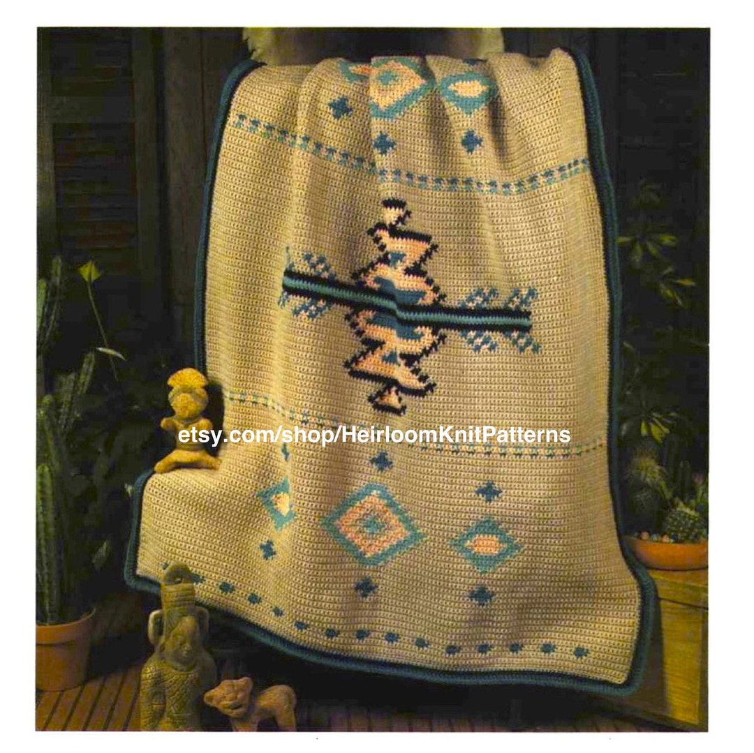 Native American Afghan Vintage Crochet Pattern PDF Crochet Southwest ...