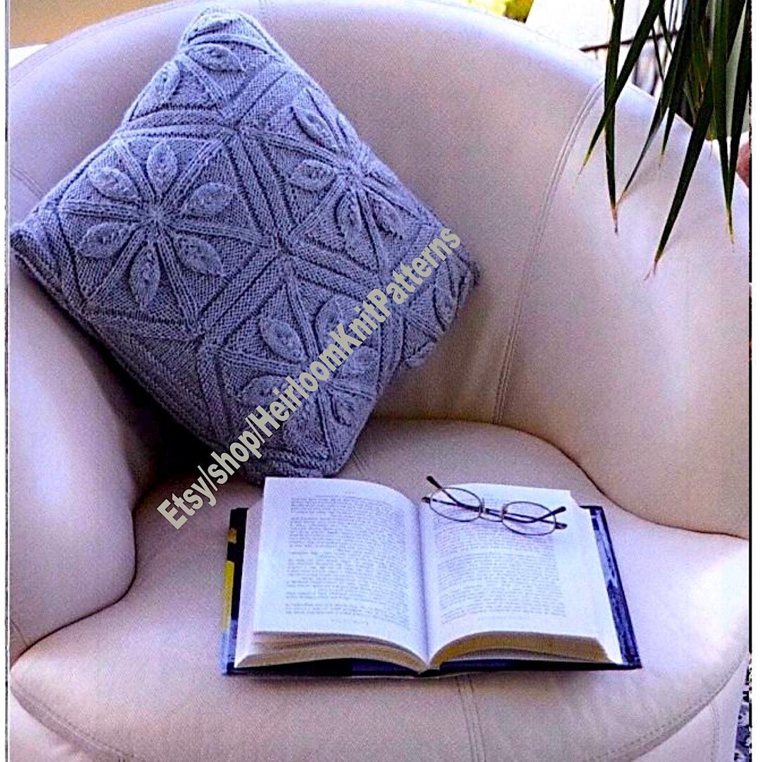 Hexagon Cushion Vintage Knitting Pattern Hexagon Flowers Leaves Wheels ...