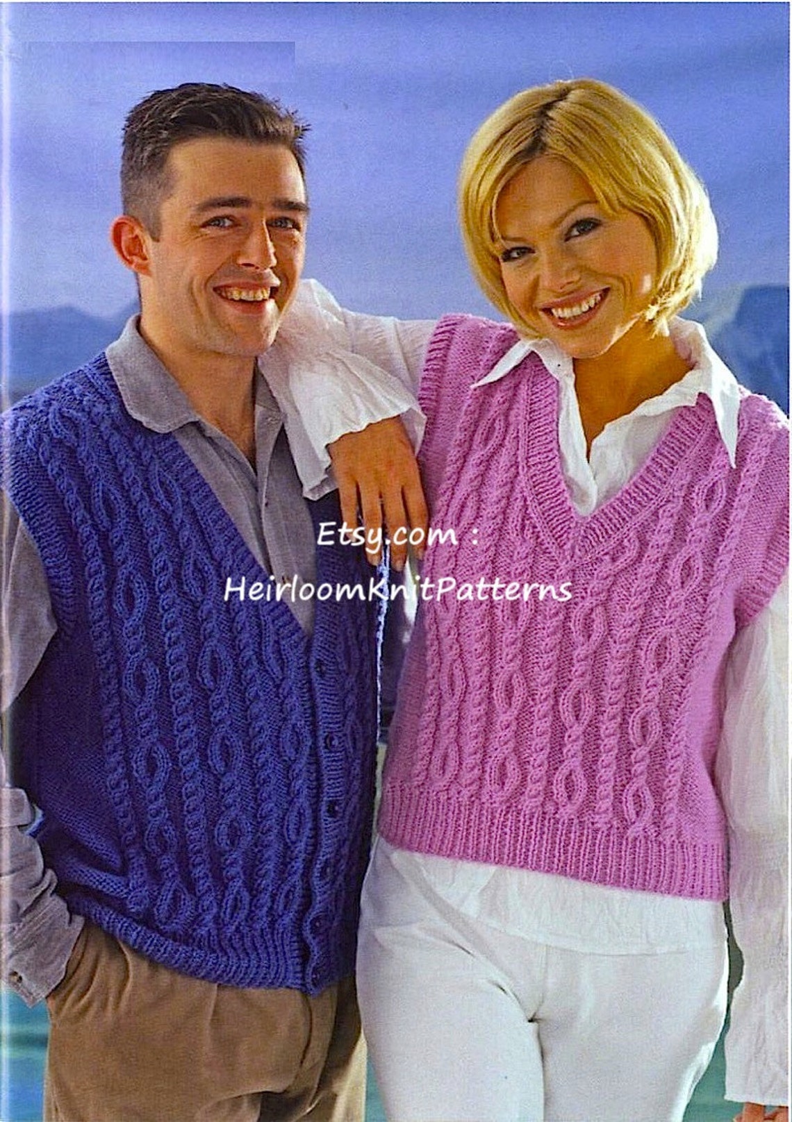 Family Aran Slipover & Waistcoat Vintage Knitting Pattern PDF | Etsy