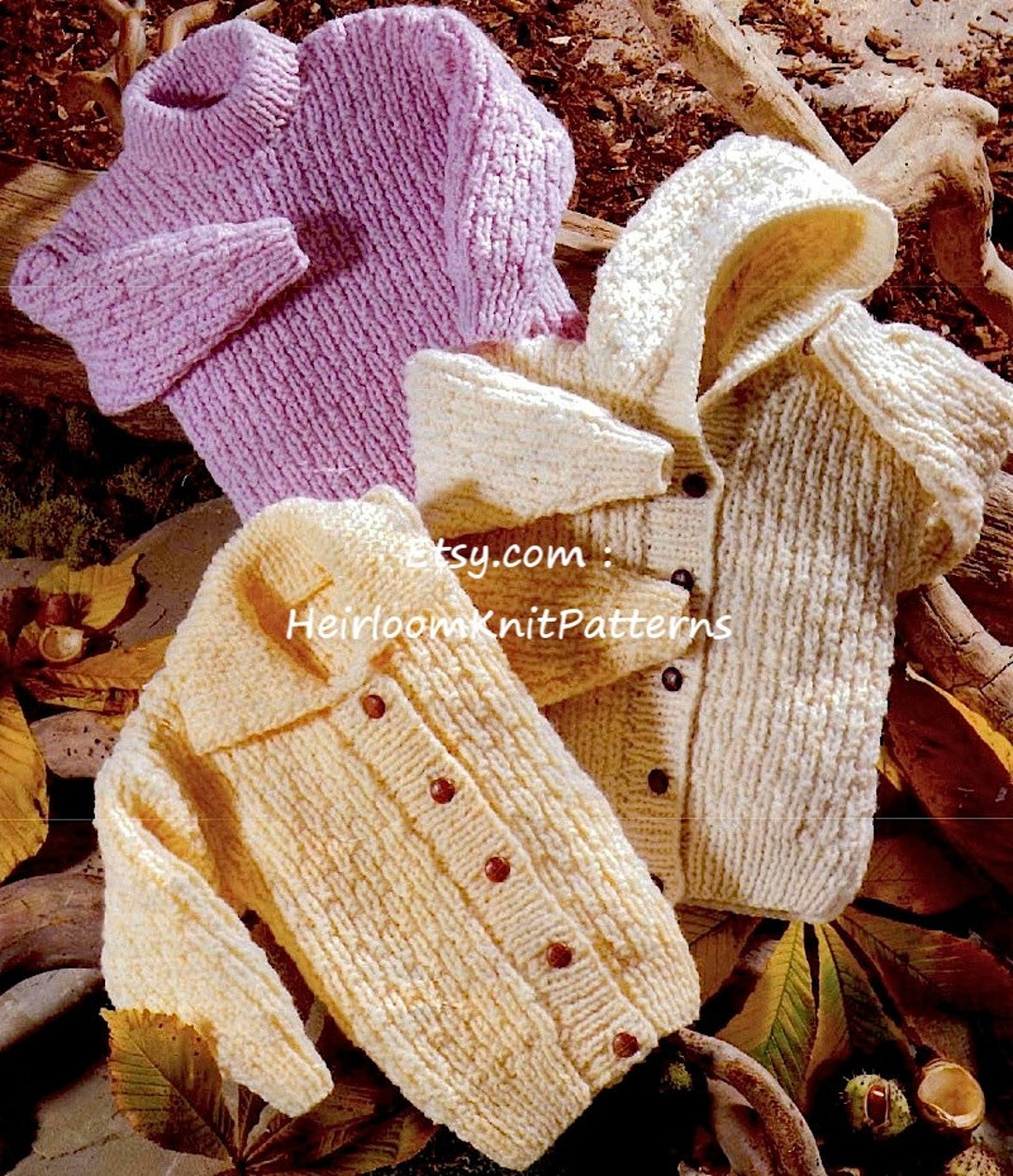 Child's Chunky Bulky Jackets & Sweater Vintage Knitting Pattern 22-34 ...