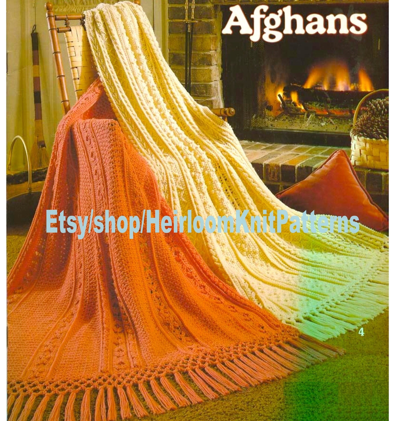 6 Designs Fisherman Crochet Afghans Vintage Pattern PDF - Etsy
