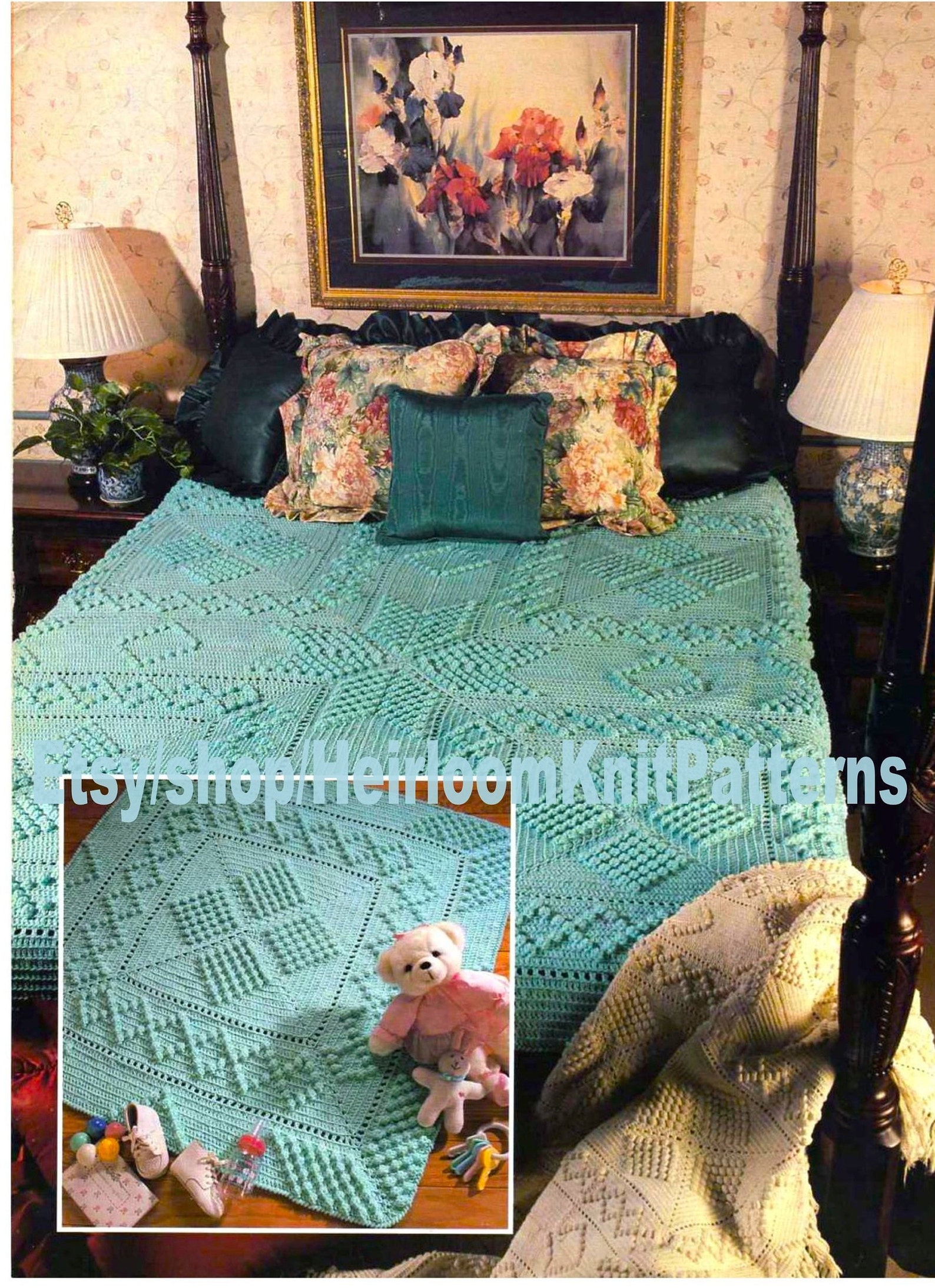 Diamond and Popcorn Lap Afghan Baby Blanket and Quilt Crochet - Etsy