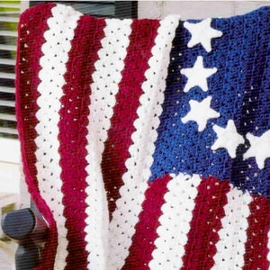 Stars and Stripes Afghan Vintage Crochet Pattern Patriotic Throw ...