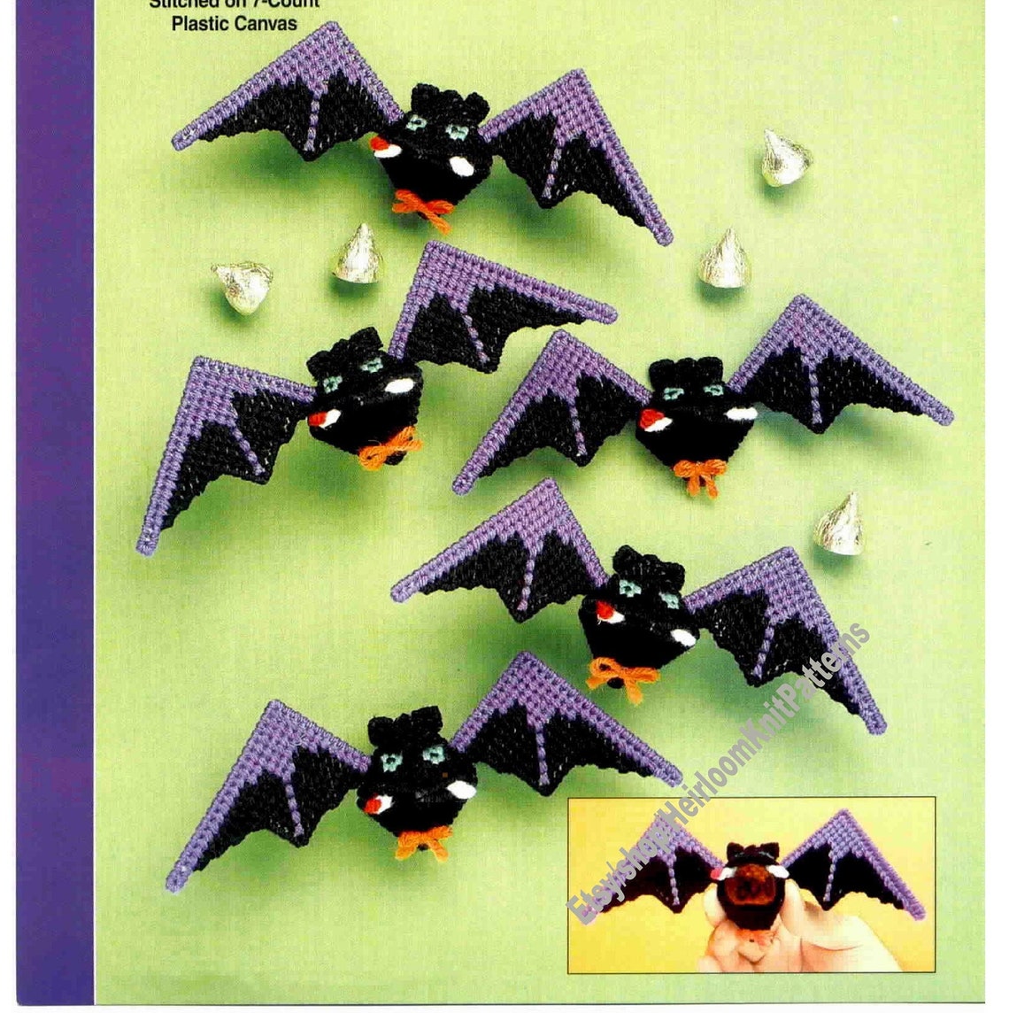 Bat Kisses Halloween Vintage Plastic Canvas Pattern Holiday - Etsy