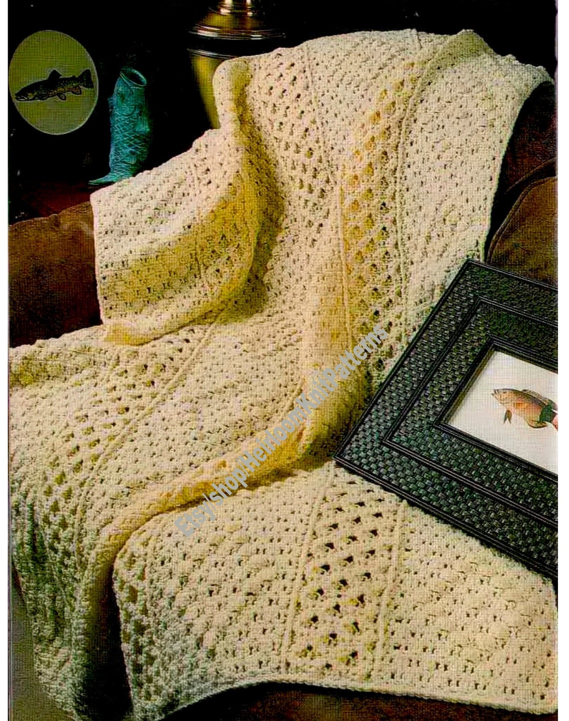 Fisherman Afghan Vintage Crochet Pattern PDF 40'' X | Etsy