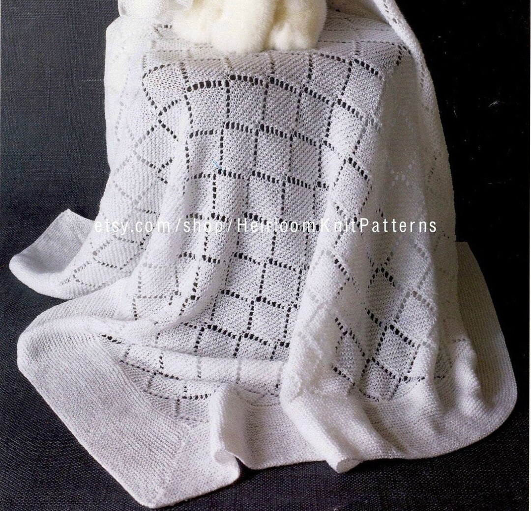 Baby Shawl Vintage Knitting Pattern 2ply Baby Boy Girl Lacy Wrap ...