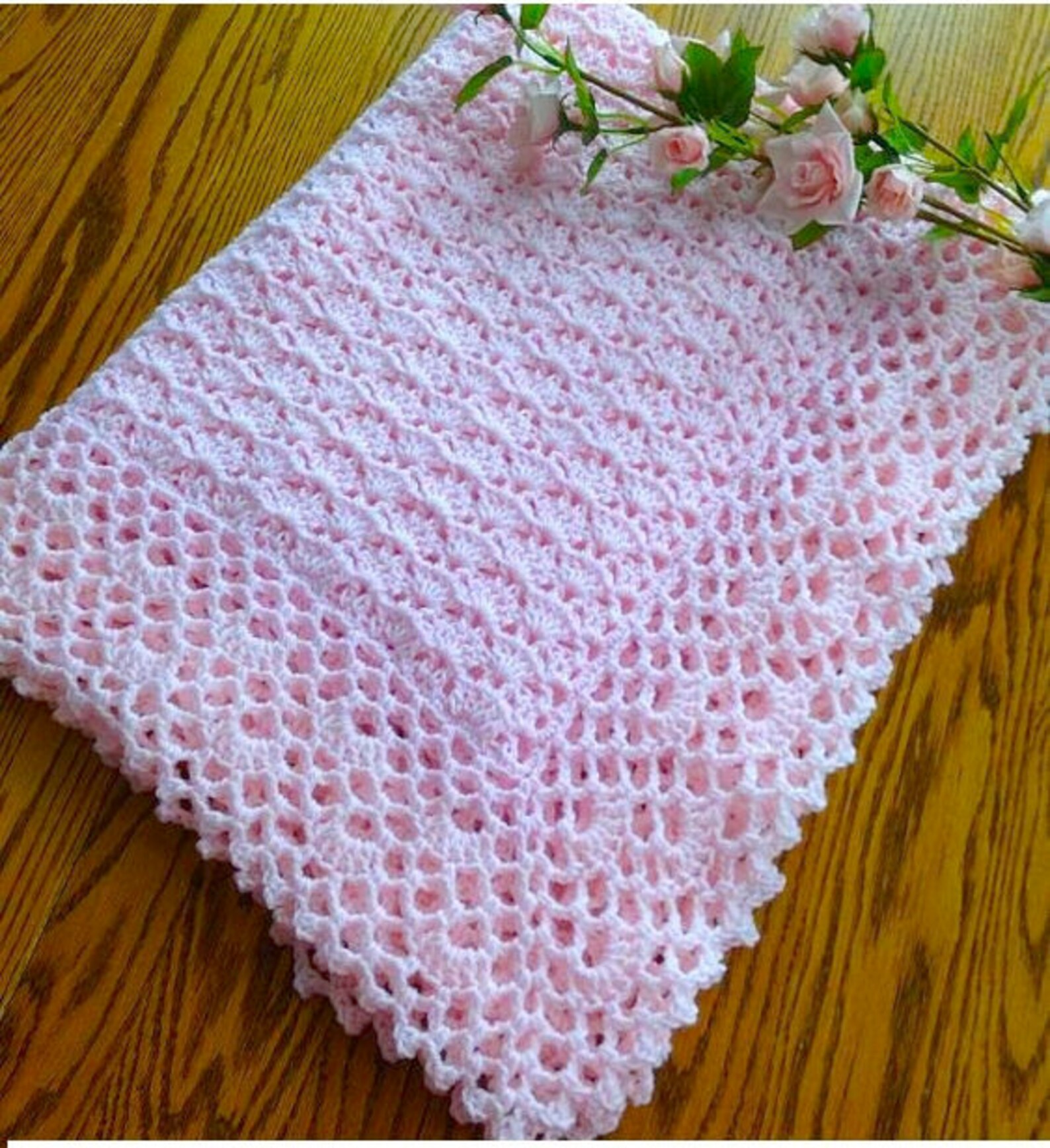 Classic Baby Shell Stitch Afghan Vintage Crochet Pattern Boy Girl Wrap ...
