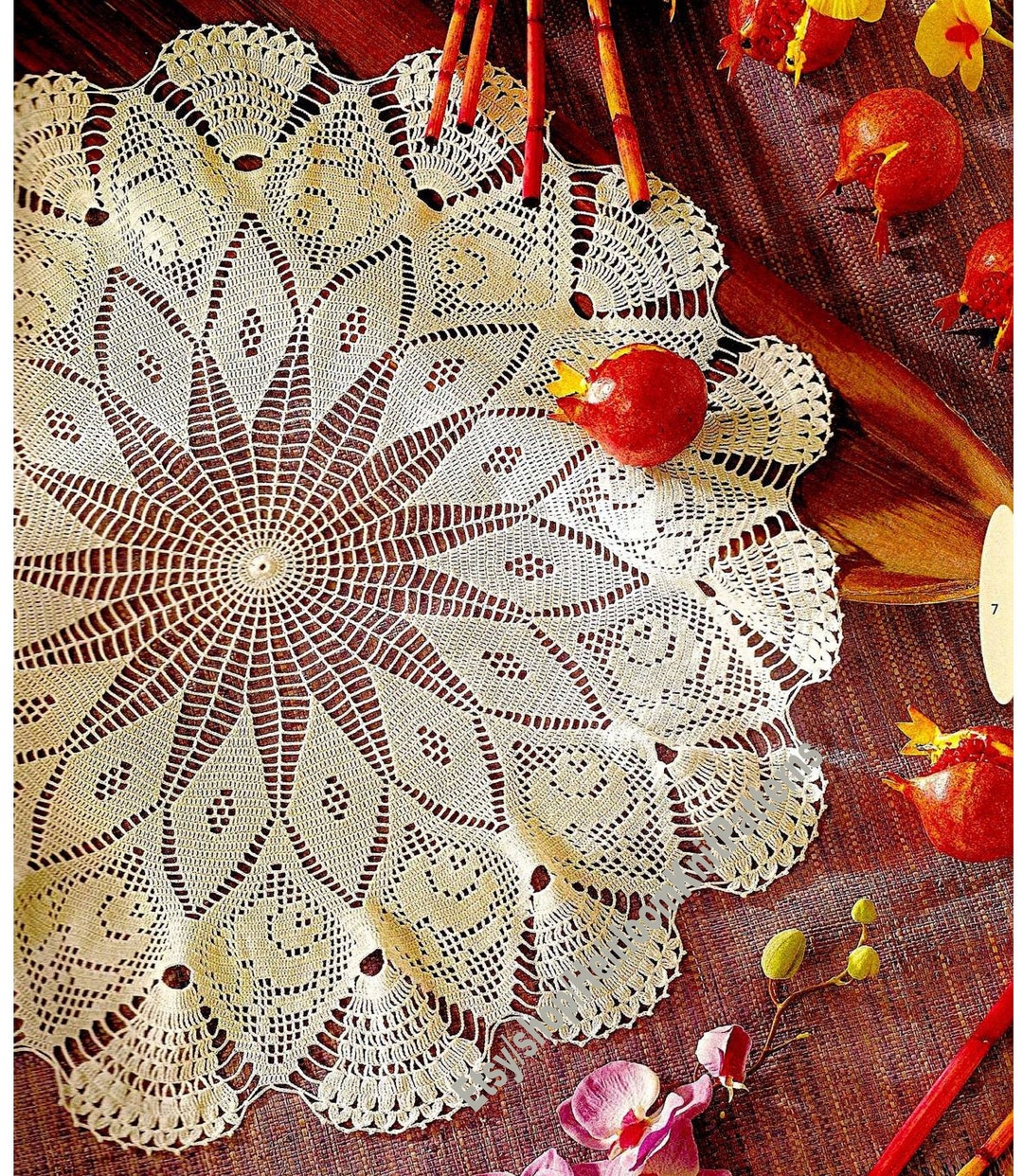 Doily Vintage Crochet Pattern 31'' Chart Graph Doily Round Centerpiece ...