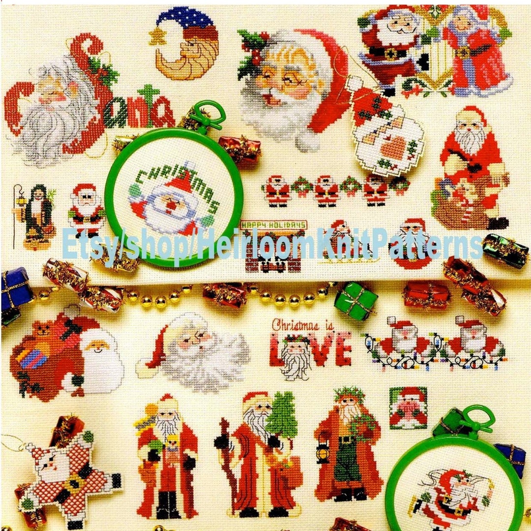 50 Santa Designs Vintage Cross Stitch Pattern PDF Small Motifs - Etsy