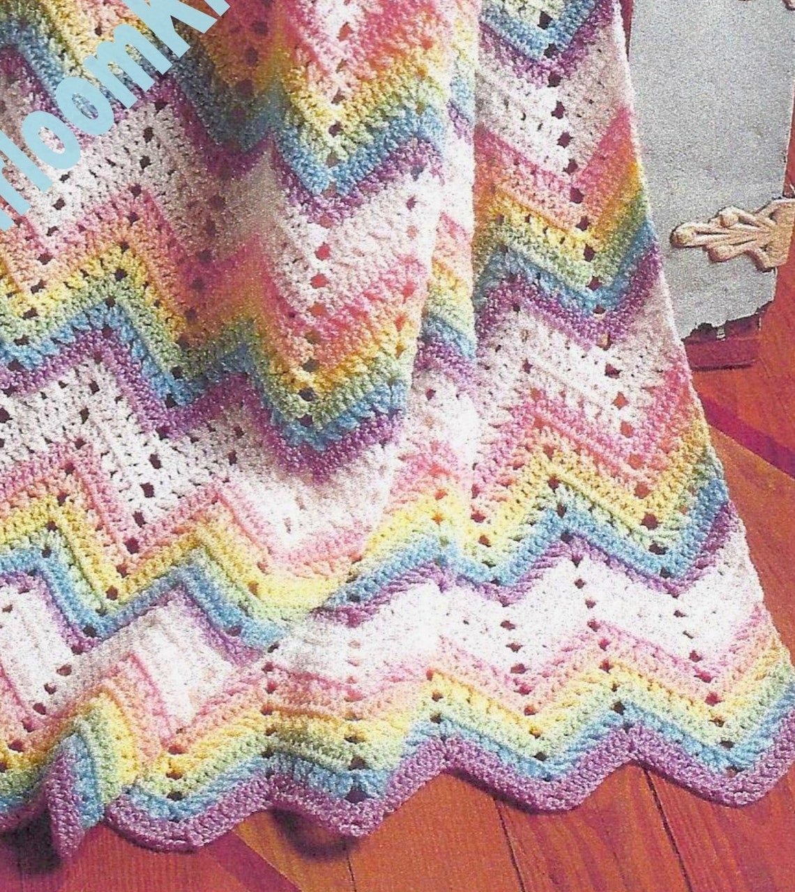 Baby Ripple and Diamond Afghan Blanket Vintage Crochet Pattern - Etsy
