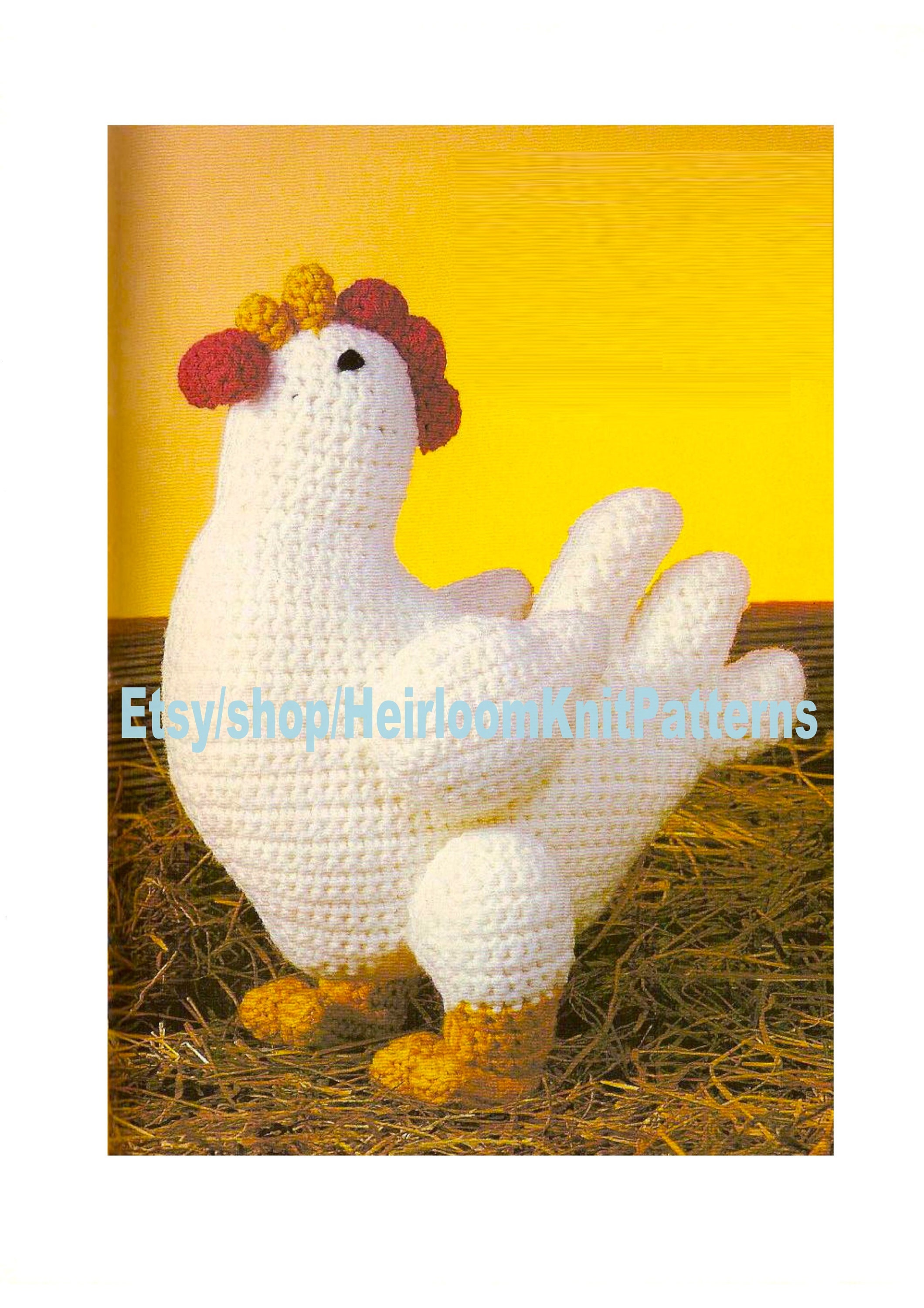 Rooster Chicken Vintage Crochet Pattern PDF Farm Animal Plush | Etsy