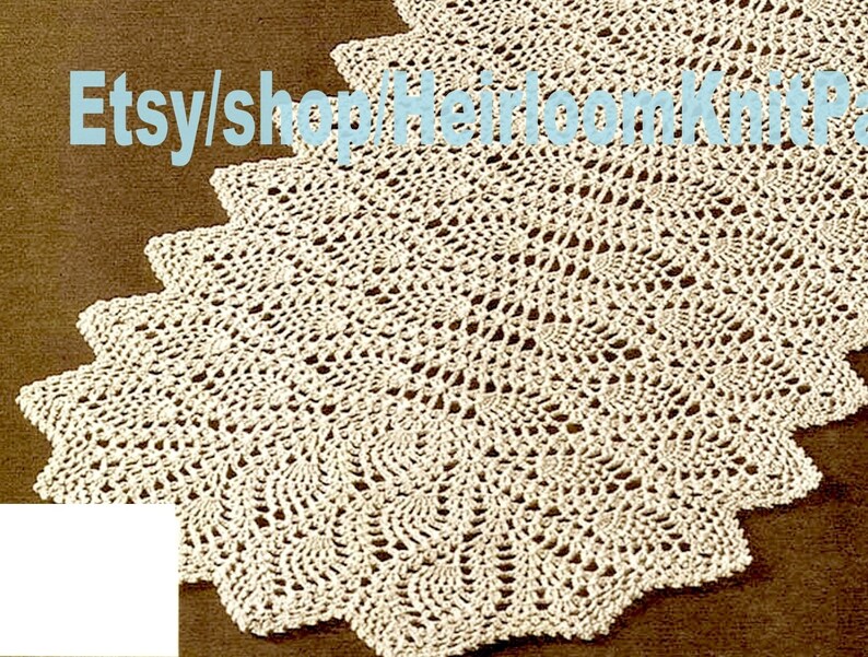 Crochet Pineapple Oval Runner Pattern Pineapple Doily Table Center Row by Row Vintage Pattern ...