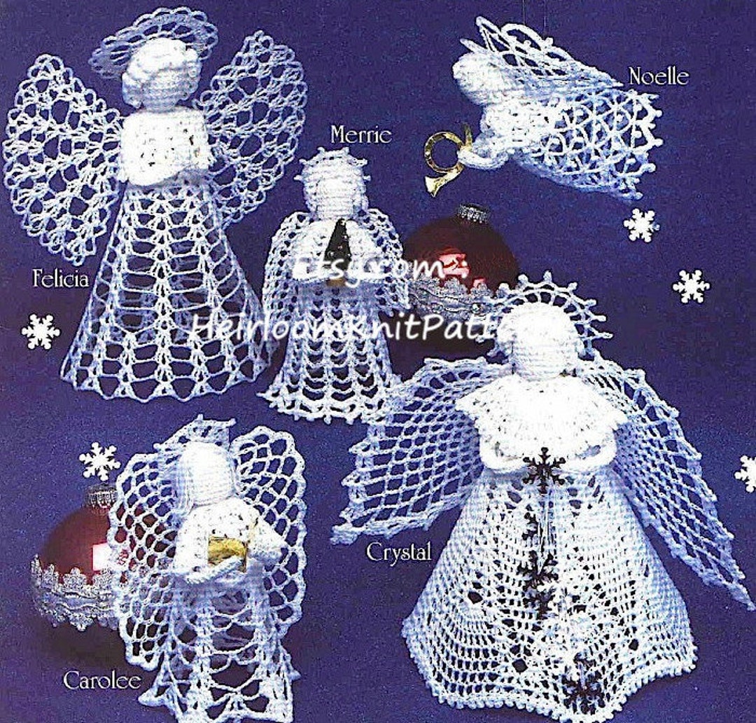 6 Angels Crochet Pattern Tree Top Angel Standing Angel Christmas ...