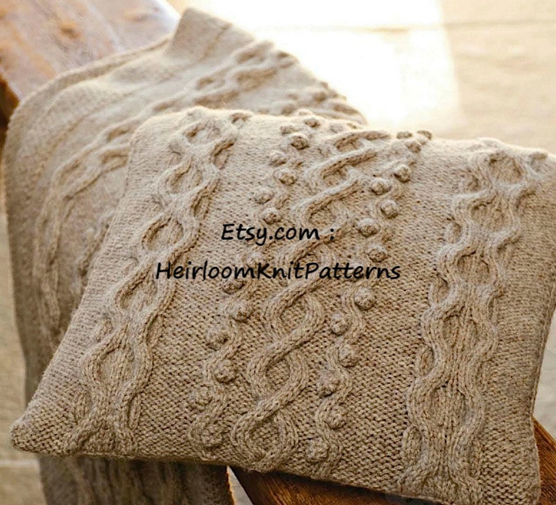 Aran Cushion & Throw Set Vintage Knitting Pattern Aran 10ply - Etsy