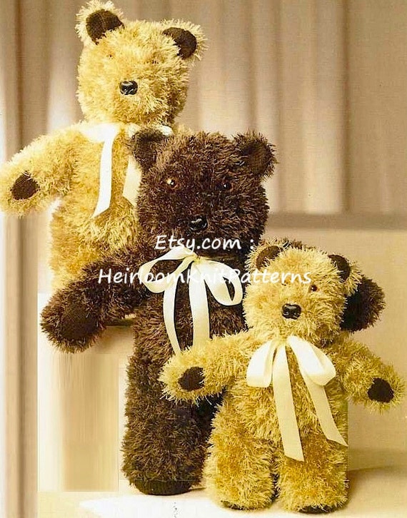 3 Bears Vintage Knitting Pattern 3 Sizes Teddy Bear Pattern - Etsy