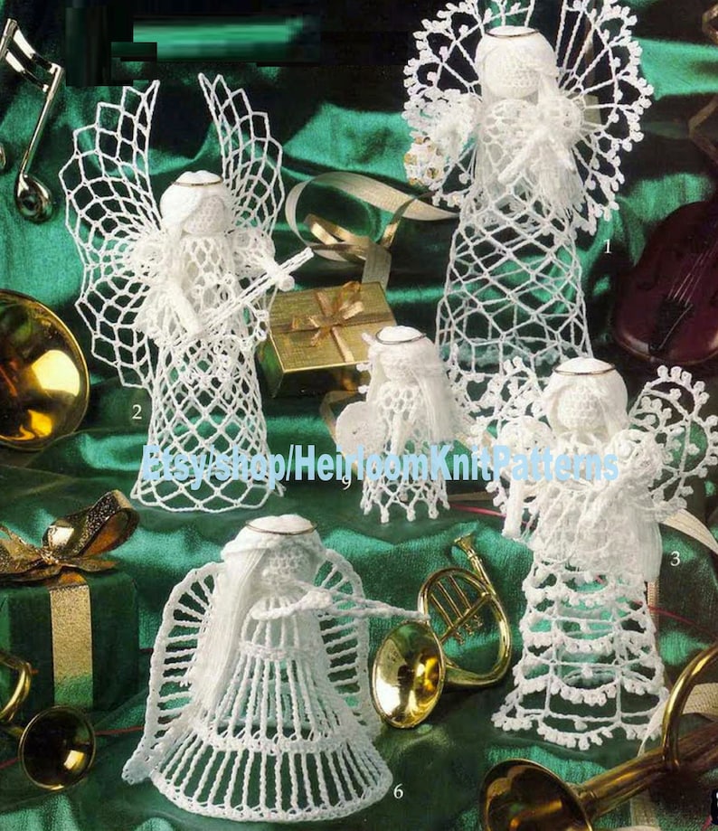 11 Angels With Musical Instruments Vintage Crochet Pattern PDF - Etsy
