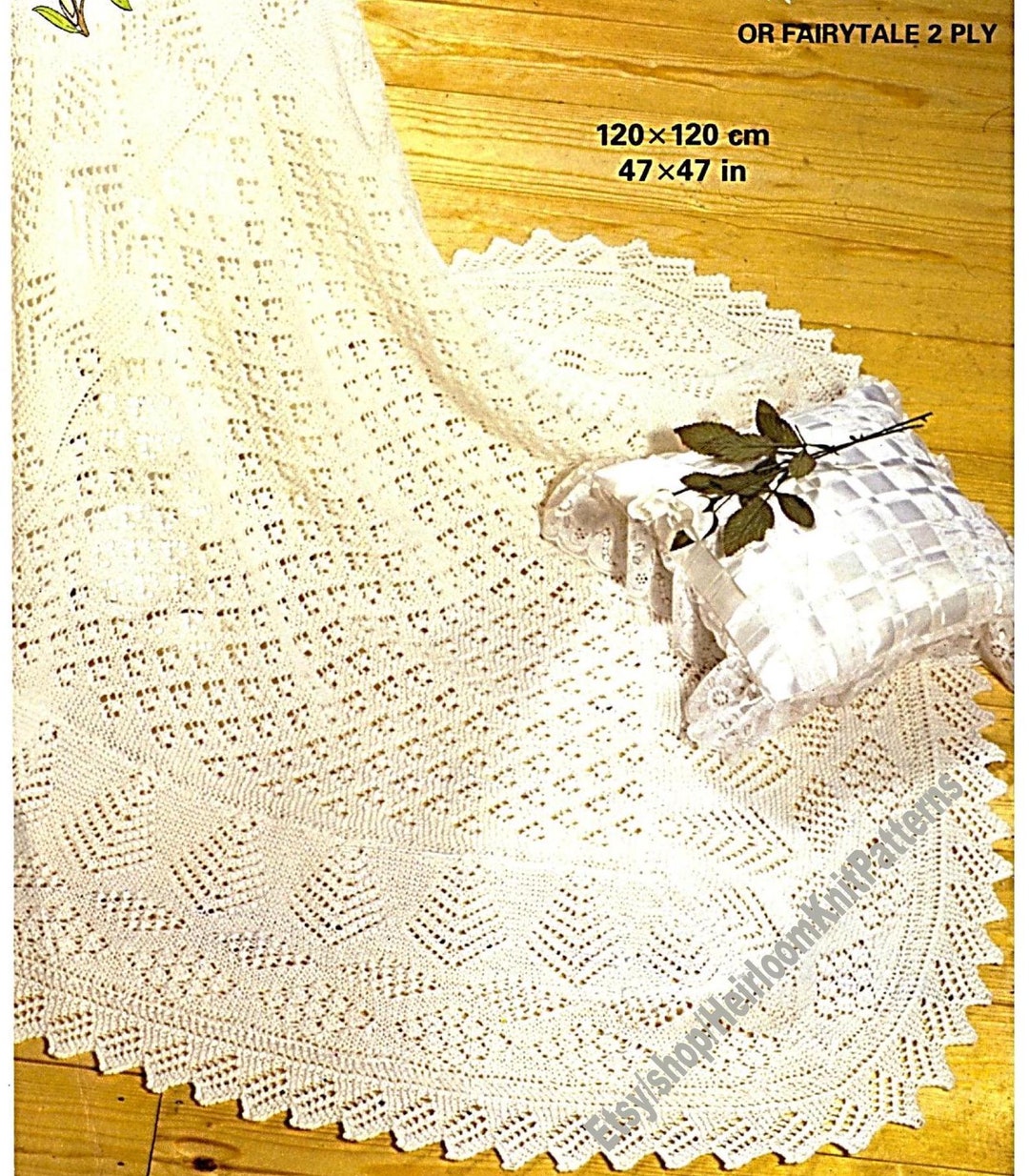 Baby Lace Shawl Vintage Knitting Pattern 3ply/ 2ply Traditional Classic ...