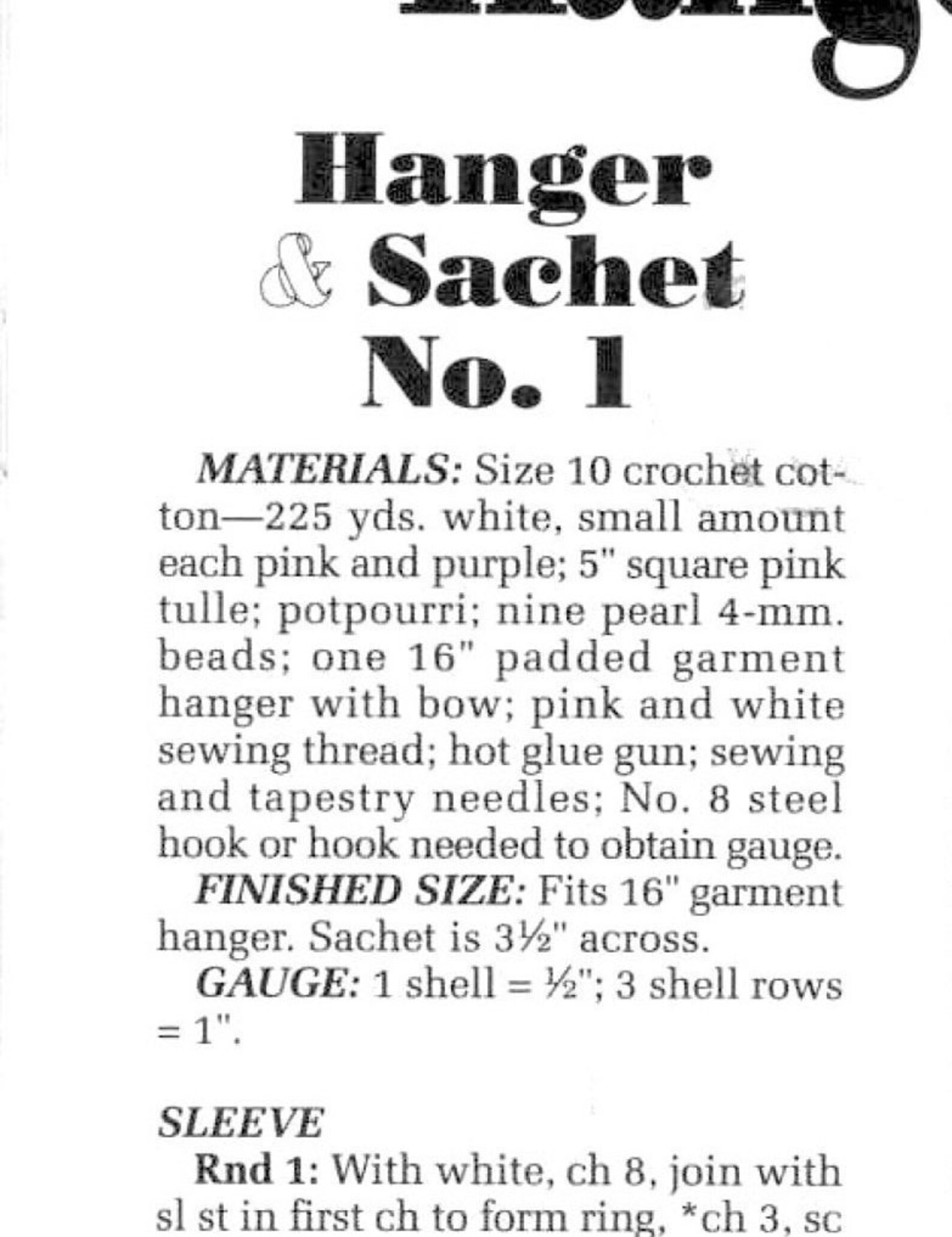 7 Pairs Hangers and Sachets Vintage Crochet Pattern Coat Hanger Cover ...