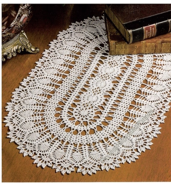 Pineapple Garden Doily Table Runner Vintage Crochet Pattern - Etsy