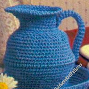 Pitcher & Bowl Vintage Crochet Pattern Decorative Jug Plate Country ...