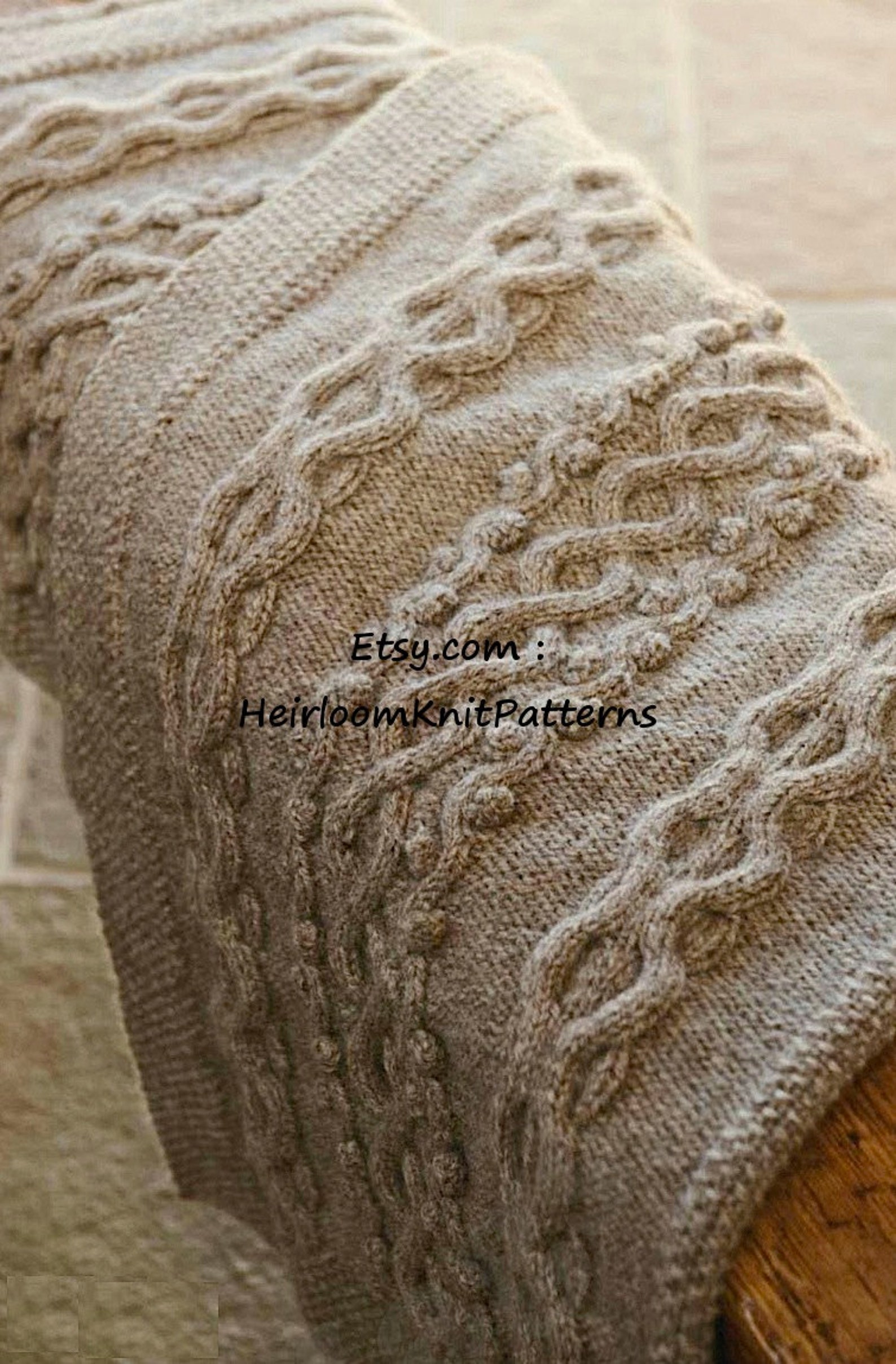 Aran Cushion & Throw Set Vintage Knitting Pattern Aran 10ply - Etsy