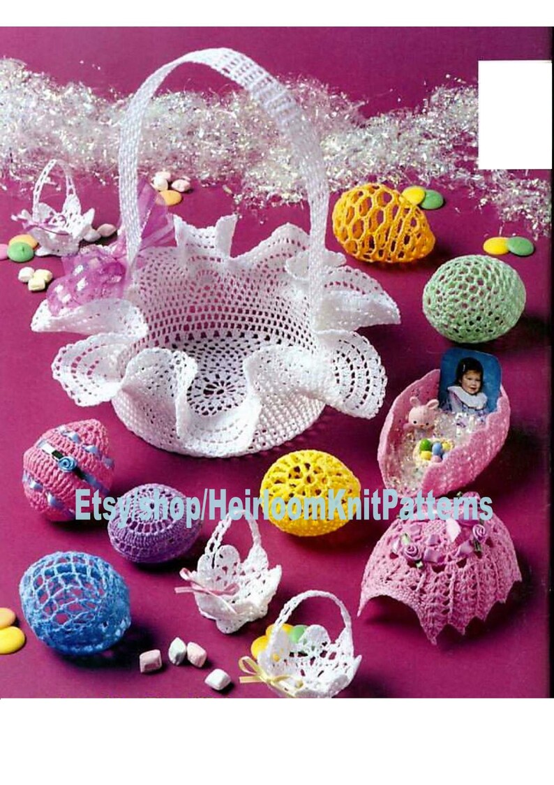 Easter Eggs Easter Basket Nut Cup Crochet Pattern PDF Ruffle | Etsy