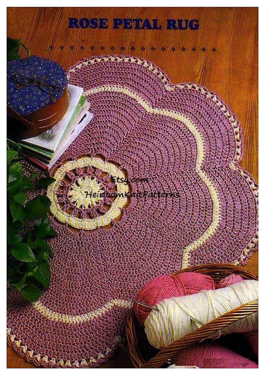 Rose Petal Rug Vintage Crochet Pattern PDF Home Decor Carpet - Etsy