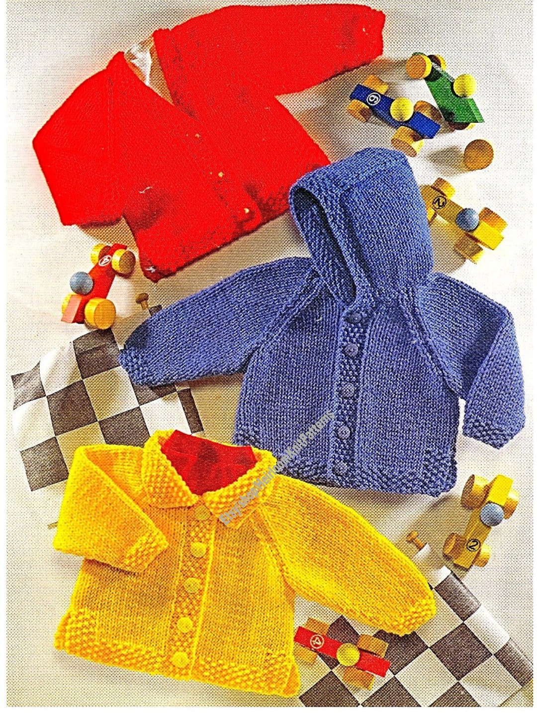Baby Child Jackets Vintage Chunky Knitting Pattern 18- 28'' 3M - 8yrs ...
