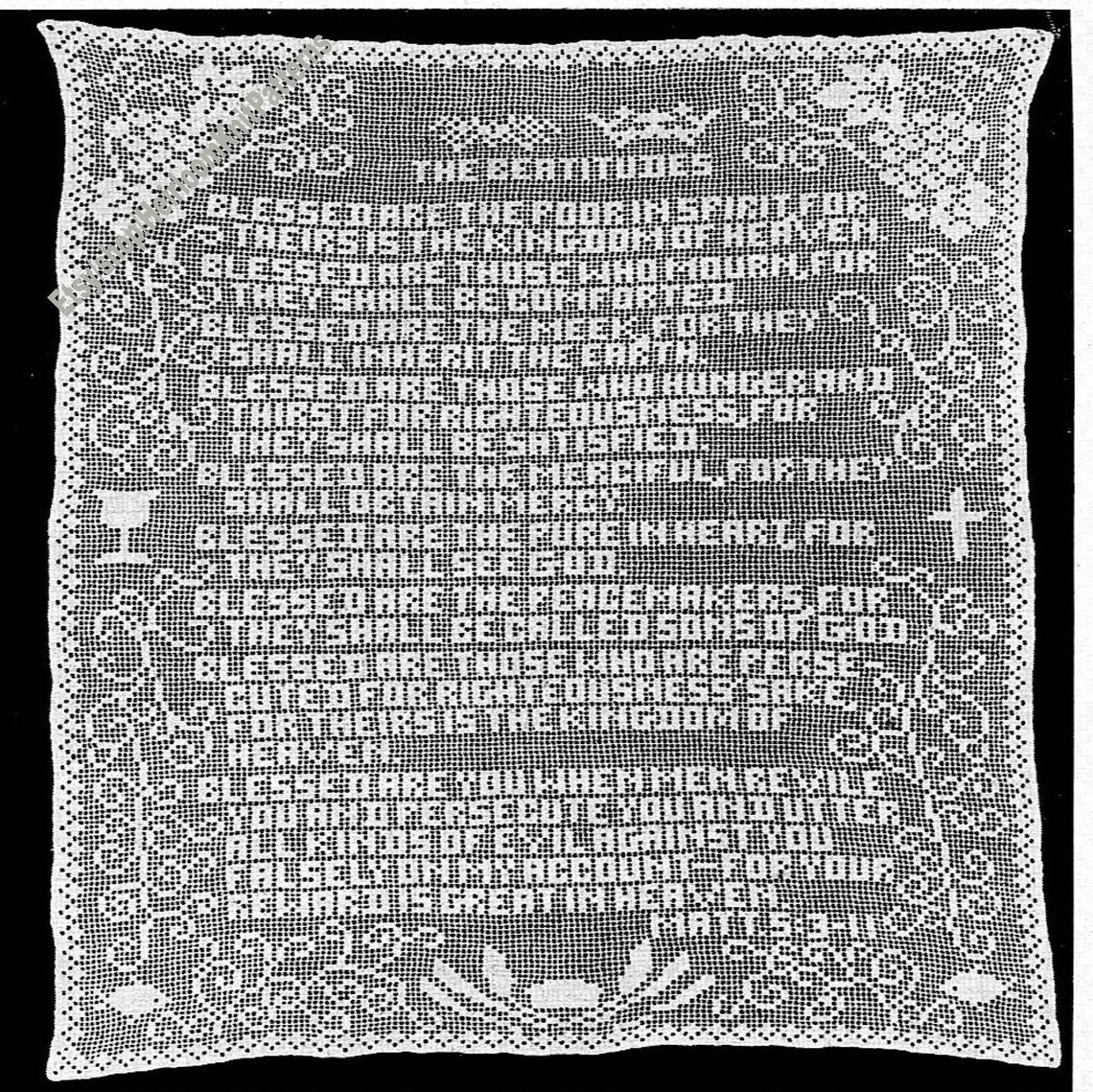 The Beatitudes Wall Hanging Panel Vintage Crochet Pattern Inspirational ...