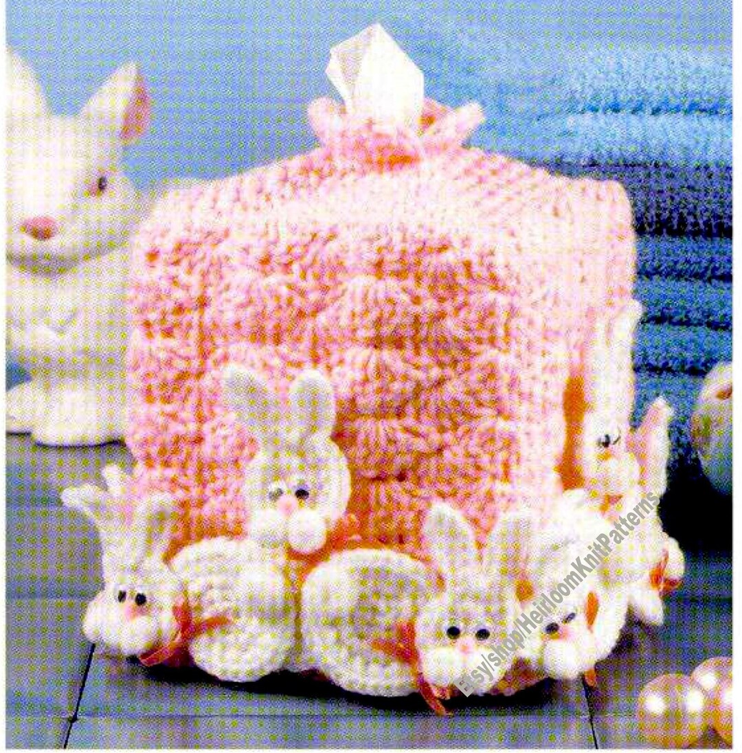 Bunny Tissue Box Cover Holder Topper Vintage Crochet Pattern Very Cute ...