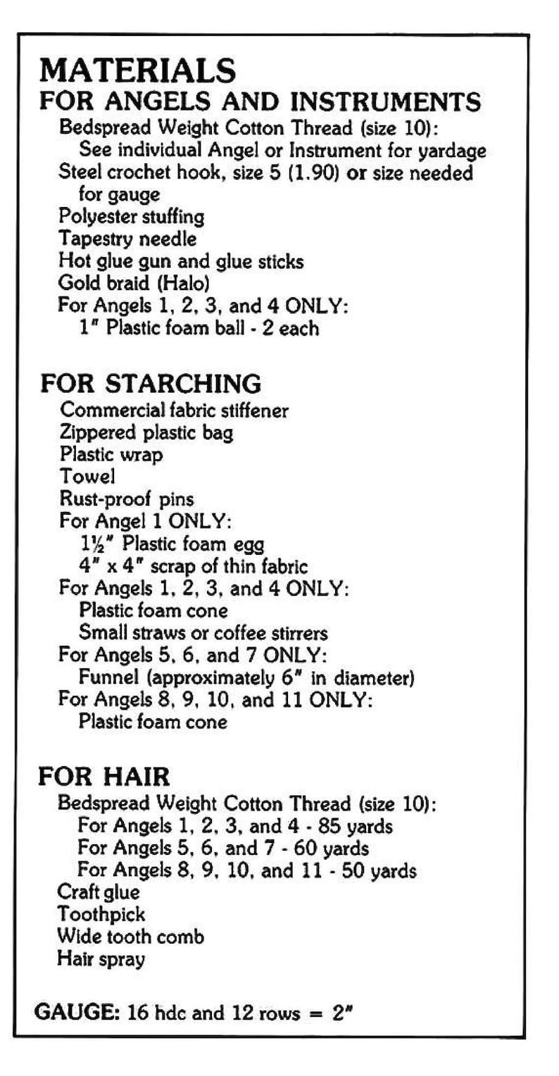 11 Angels With Musical Instruments Vintage Crochet Pattern PDF - Etsy