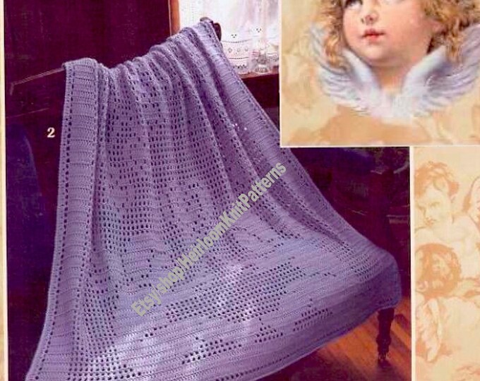 Vintage Crochet Pattern Heavenly Angel Squares Baby Afghan Granny ...