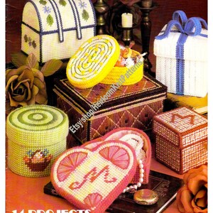 14 Designs Needlepoint Boxes Vintage Plastic Canvas Pattern PDF Jewelry ...
