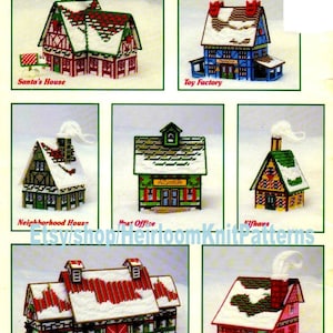 Santas Village Vintage Plastic Canvas Pattern Christmas Village Town ...
