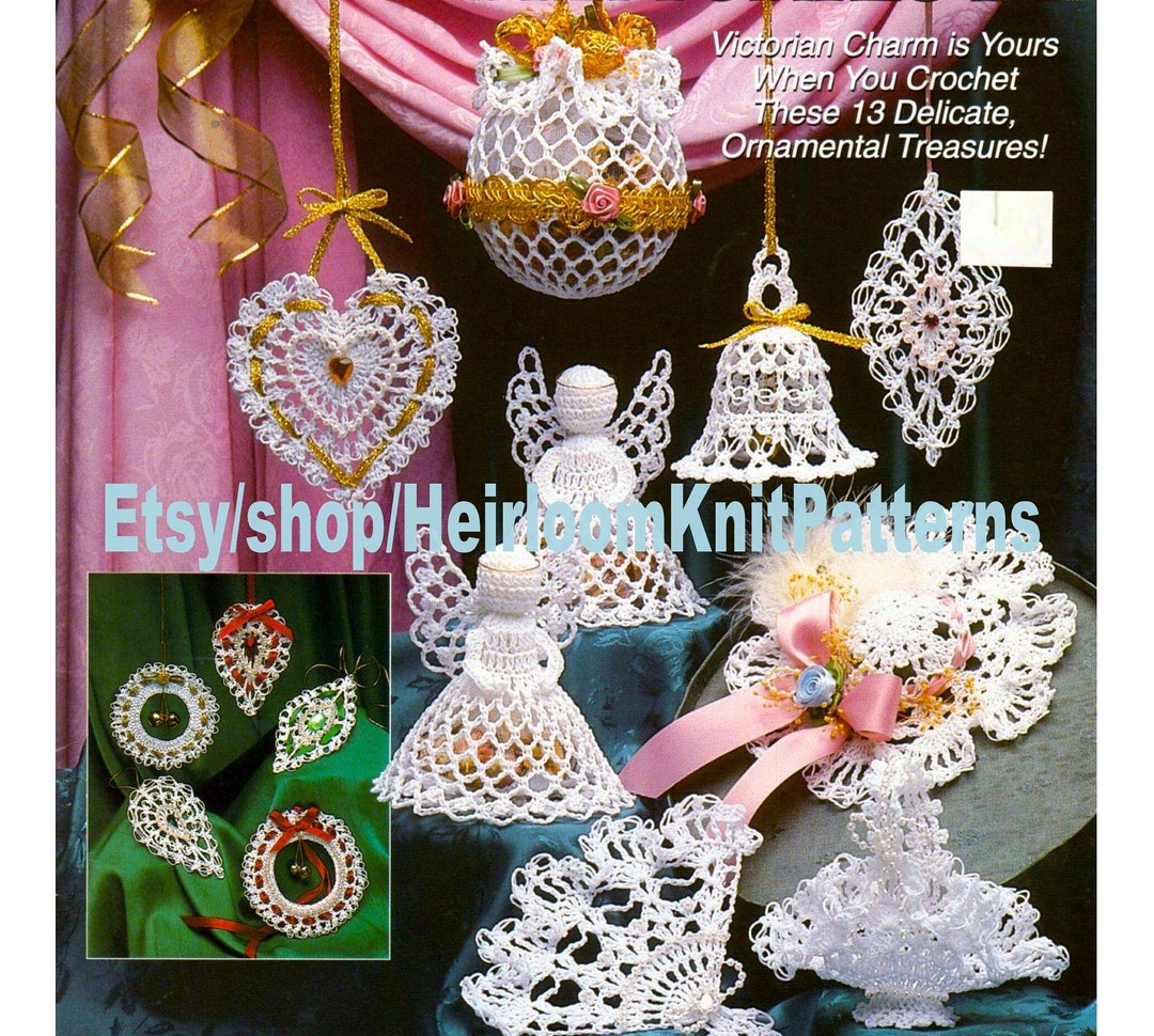 13 Victorian Christmas Ornaments Vintage Thread Crochet Pattern Tree ...