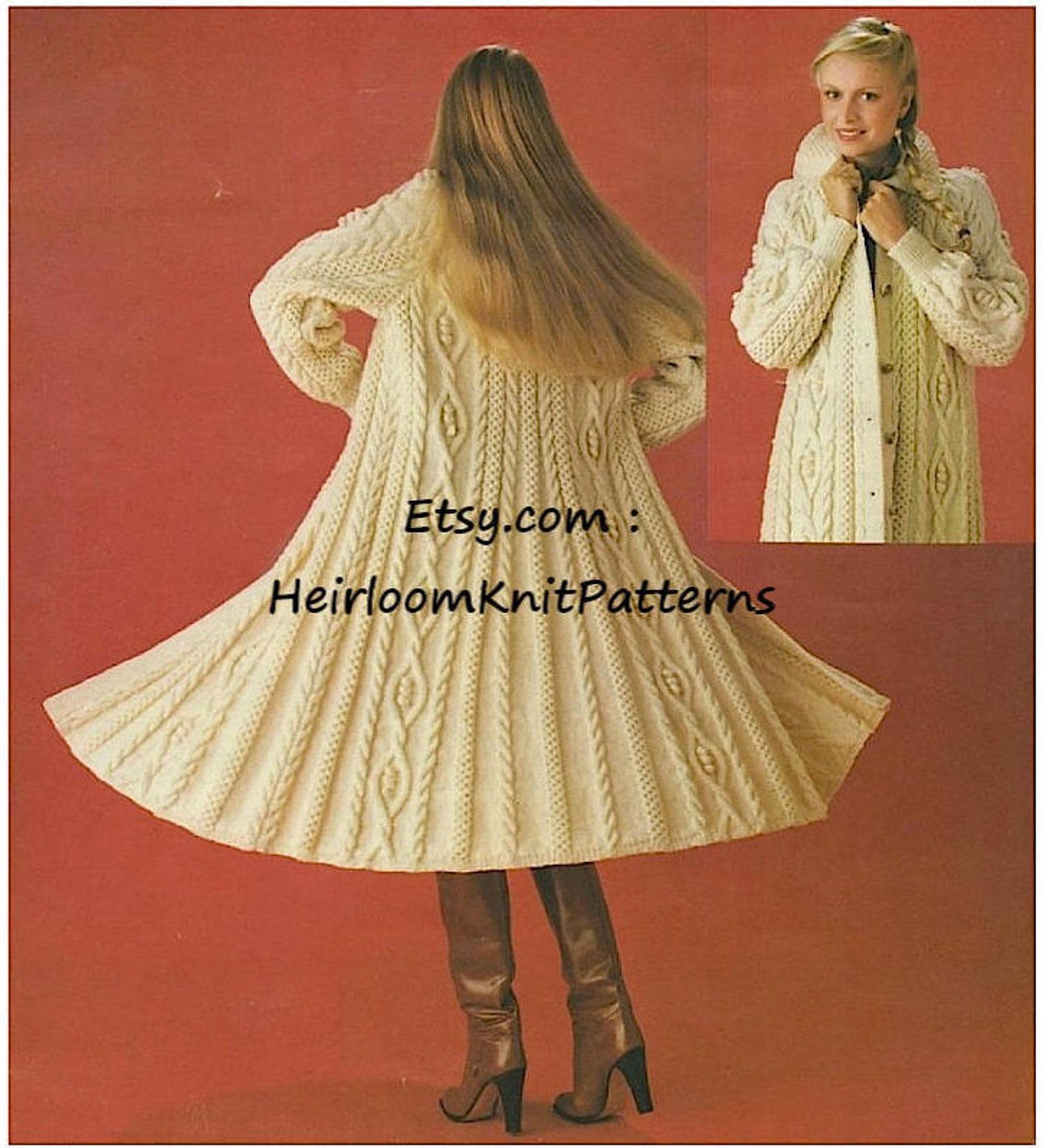 Ladies Aran Coat Knitting Pattern PDF Women's Swing Coat | Etsy